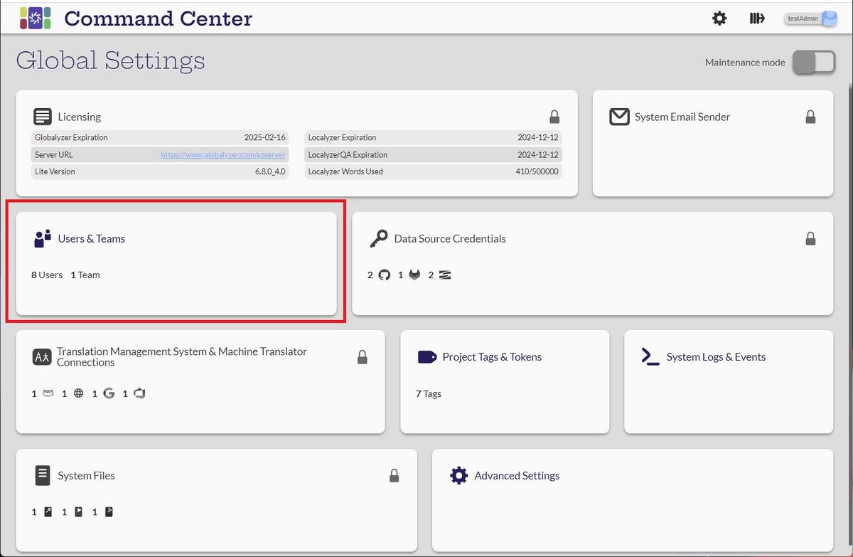 Command Center Teams - Lingoport Wiki